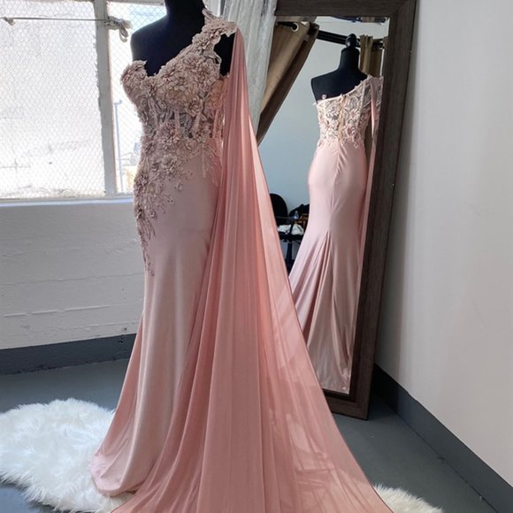 Amelia Couture | Dresses | New Blush Party Wedding Evening One Shoulder ...